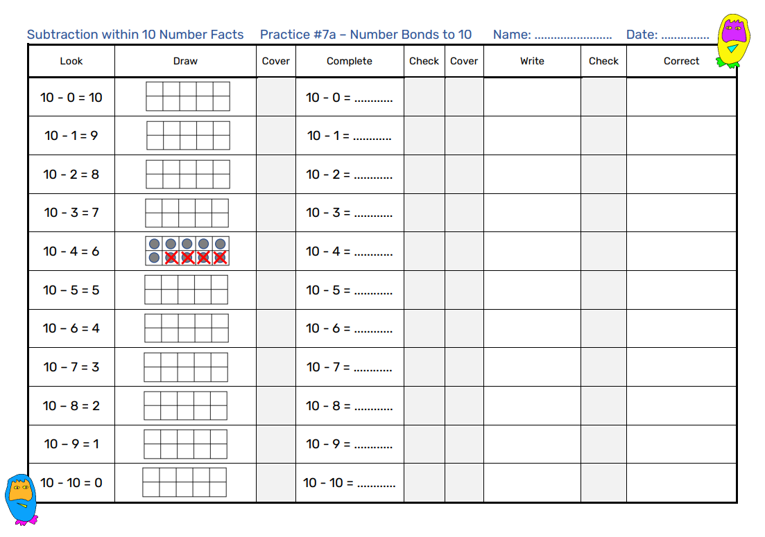 Subtraction within 10